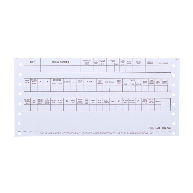 1964 Assembly Line Build Sheet Decal - Autoware